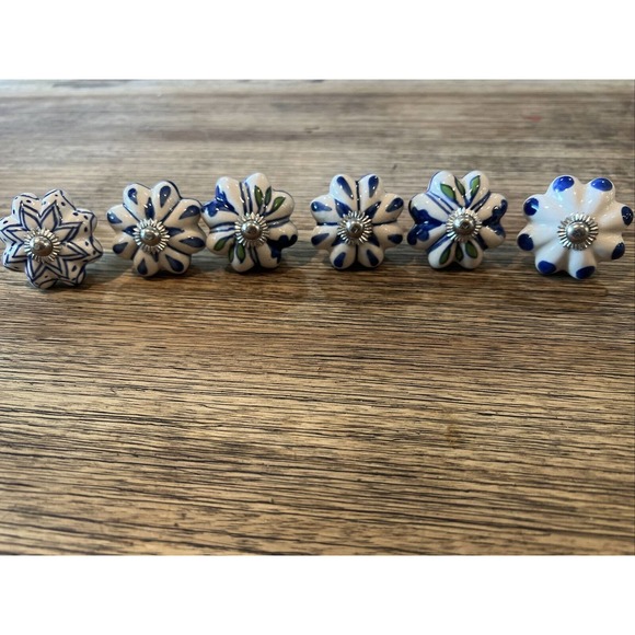 Unbranded | Storage & Organization | Lot 6 Vtg Ceramic Door Knobs Cobalt Blue Green Cabinet ...